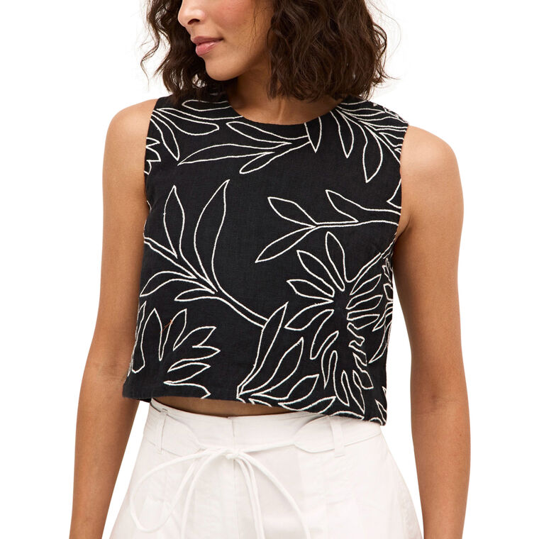 Davis Sleeveless Linen Cropped Top