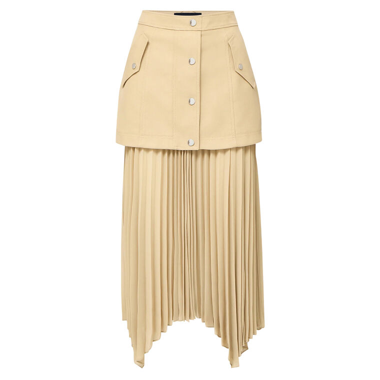 Veronica Beard Patricka Layered Mixed Media Midi Skirt | Tootsies
