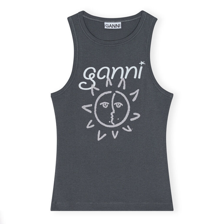 Ganni Graphic Rib Sun Tank Top | Tootsies