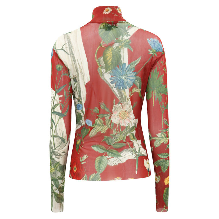 Monse Floral Skeleton Print Mesh Turtleneck | Tootsies