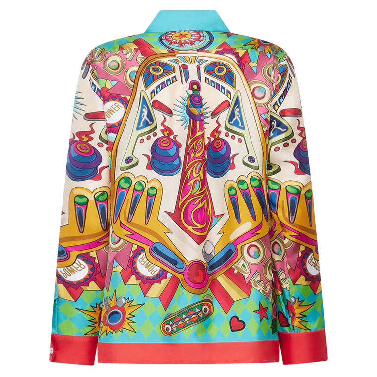 Long Sleeve Pinball Print Button Up