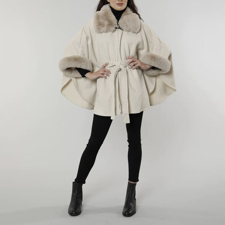 Dolce Cabo Faux Fur Trimmed Cape | Tootsies