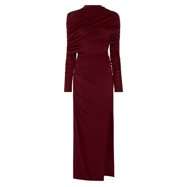 LaPointe Long Sleeve Jersey Asymmetrical Shawl Draped Gown | Tootsies