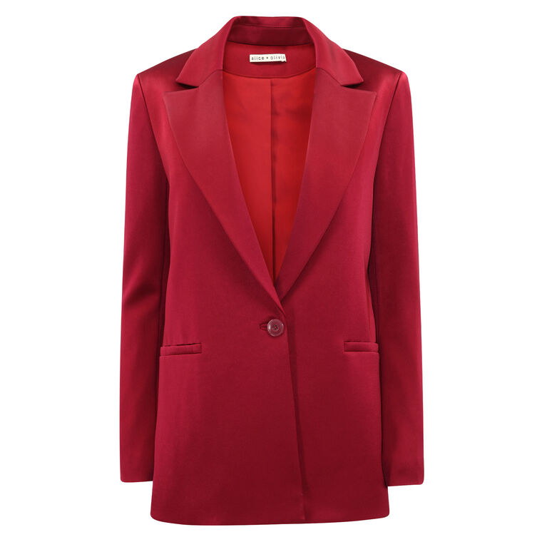 Alice + Olivia Denny Single-Breasted Satin Blazer | Tootsies