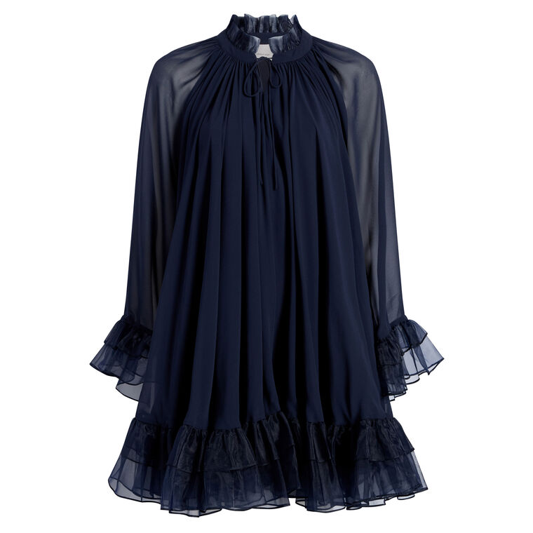 Cinq à Sept Clairette Bell Sleeve Ruffle Trim Mini Dress | Tootsies