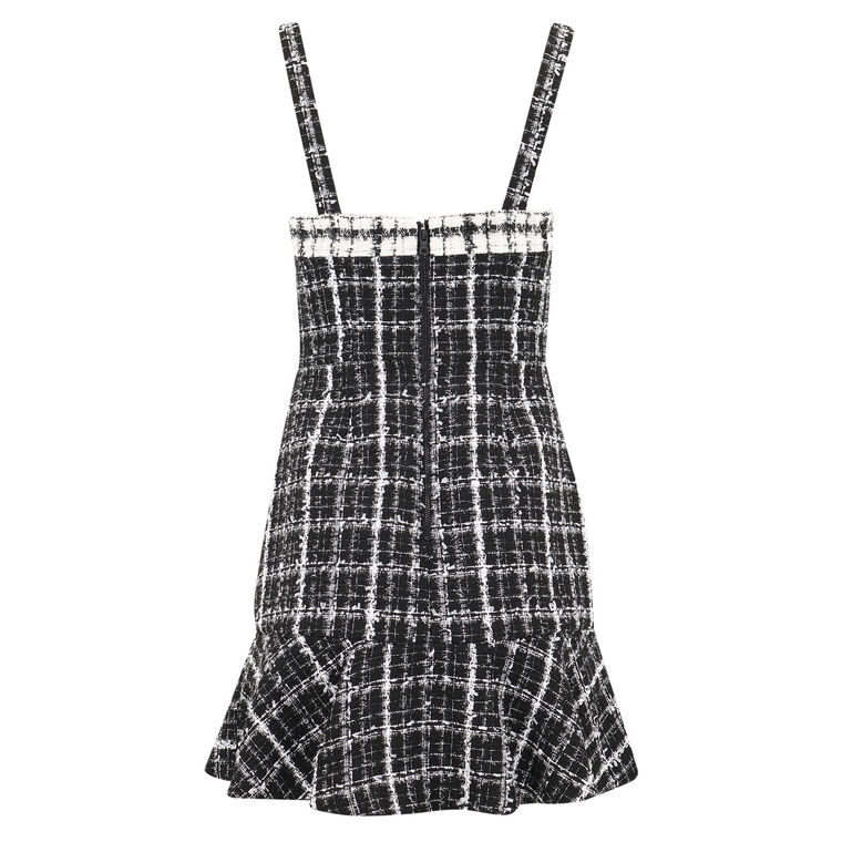 Kaidra Square Neck Tweed Mini Dress